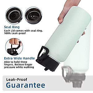 Volhoply 32 oz Insulated Water Bottle with Straw Lid & Spout Lid,Stainless Steel Sports Water Bottle,Double Wall Vacuum Thermos,Leak proof Wide Mouth Metal Flask,Keeps Cold or Hot for Travel(Fog,1)