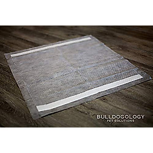 Bulldoglogy Carbon Black Puppy Pee Pads with Adhesive Sticky Tape - Large Charcoal Housebreaking Dog Training Wee Pads (24x24) 6 Layers with Extra Quick Dry Bullsorbent Polymer Tech (50-Count)