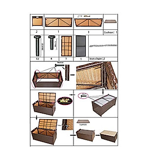 Victoria Young Resin Wicker Deck Box Storage Bench Container with Seat and Cushion Indoor and Outdoor Use, 60 Gallon, Espresso Brown