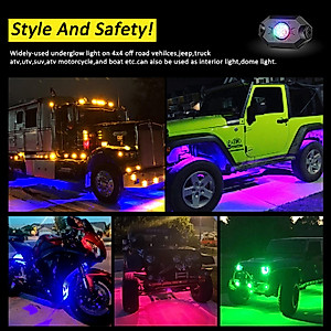 Avenemark Waterproof Neon Light 8 Pods RGB LED Rock Lights with Bluetooth App Control Music Modes Timing Function Wheel Well Light for Car Truck ATV SUV Boat