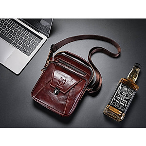 Mens Leather Messenger Bags Vintage Shoulder Bag Crossbody Satchel Handbag Travel Purse Casual Daypack