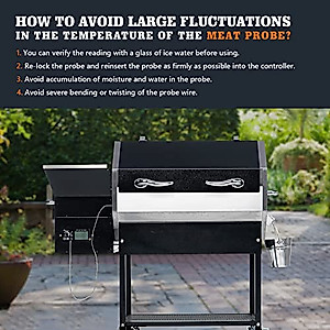 2-Pack Temperature Meat Probe Replacement for Rec tec Wood Pellet Grill, Recteq Grill Accessories, with Thermometer Probe Holder Clip