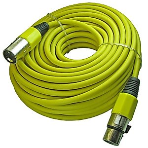XLR Male to Female 3pin Mic Microphone Lo-z Extension Cable Cord (100 Foot Feet ft, Yellow)