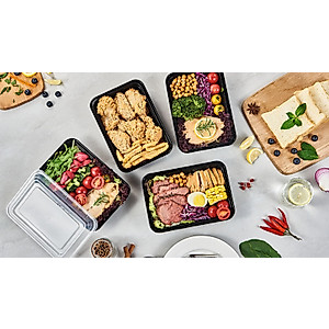 FULING 50 Pack Meal Prep Plastic Food Storage Containers With Lids 28 oz 1 Compartment Black Rectangular Reusable To Go Lunch Prepping Boxes BPA-Free Microwavable Freezer Dishwasher Safe Stackable