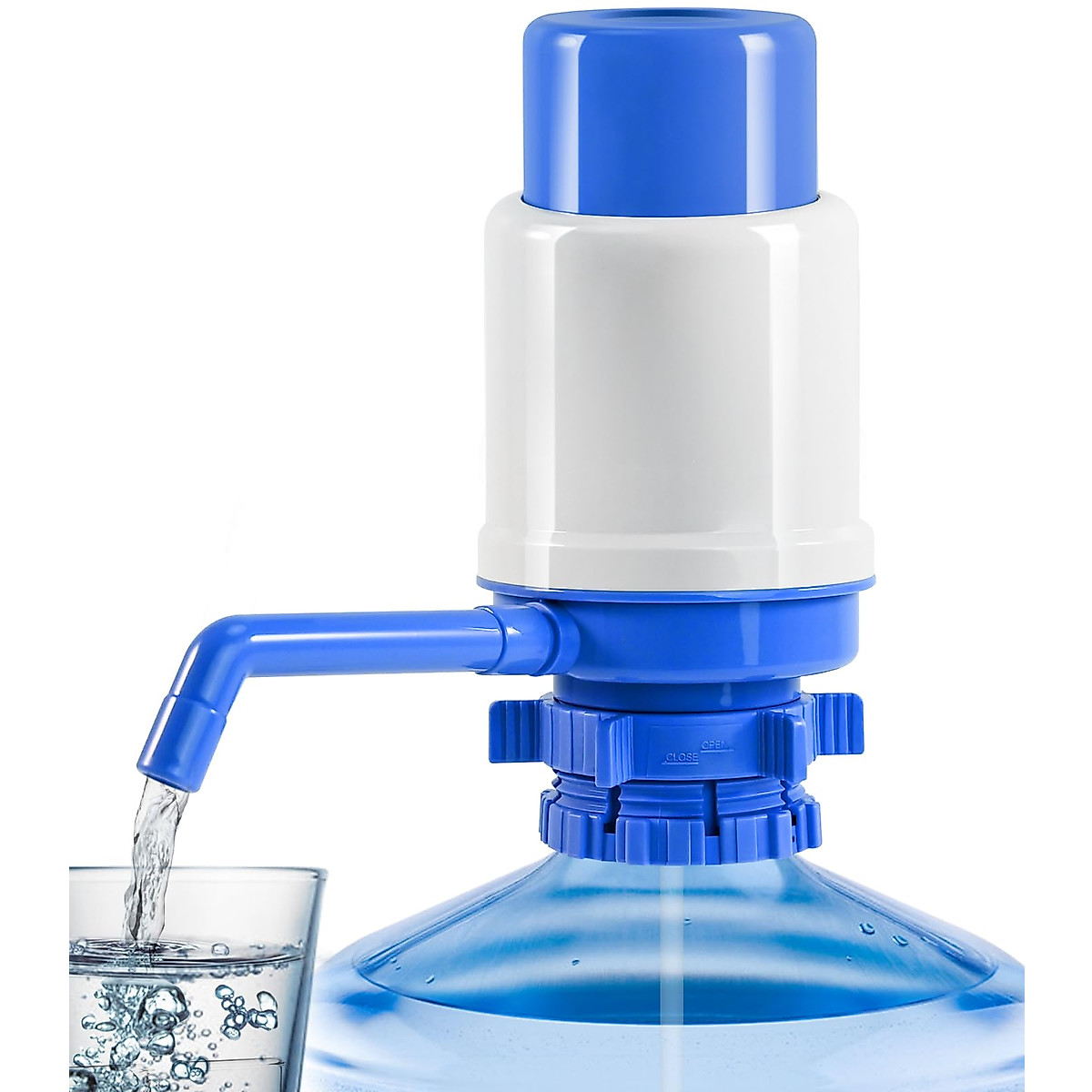 Manual Water Dispenser for 5 Gallon Bottle – Hand Press 5 Gallon Water Dispenser, Universal Fit for 2-5 Gallon Crown Top Jugs - 3 Tube Lengths, Protective Spout Cap, Cleaning Brush, BPA-Free