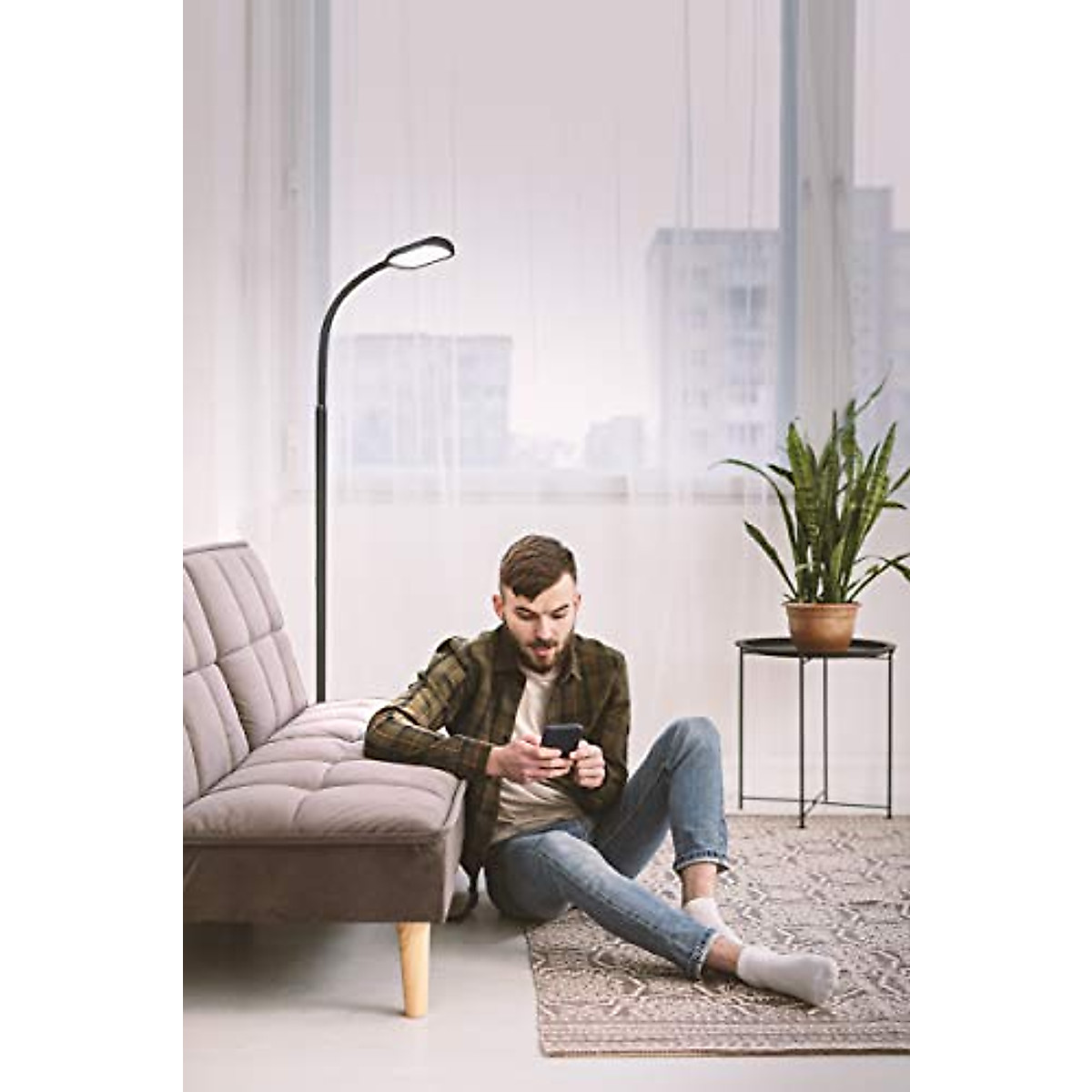 Brightech Battery Plus Lamp for Living Rooms & Offices, Rechargeable LED Floor Lamp, Portable Tall Lamp, Mid-Century Modern Standing Lamp for Bedroom, Great Living Room Décor