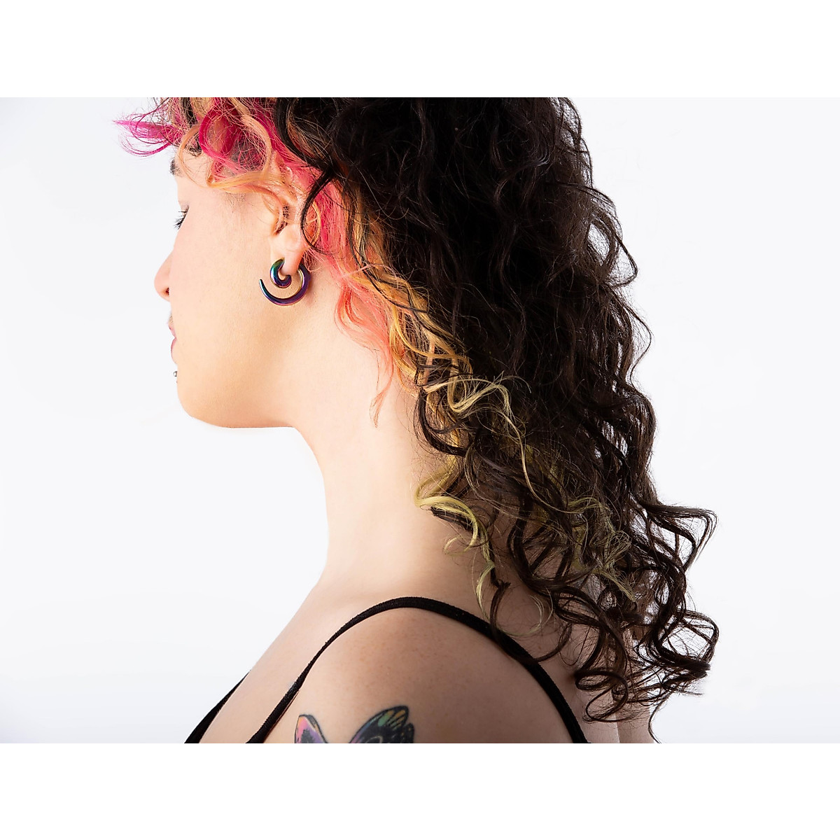 Pierced Owl Stainless Steel Spiral Tapers, Sold as a Pair (6mm (2GA), Rainbow)