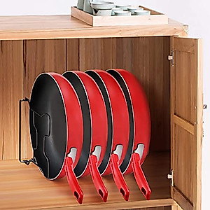 Simple Trending Adjustable Pan and Pot Lid Organizer Rack Holder, Kitchen Counter and Cabinet Organizer, Bronze