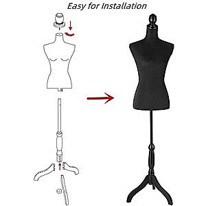 Female Dress Form Mannequin Body Display Adjustable Mannequin Stand Realistic Mannequin Torso with Tripod Base Stand for Clothing Dress