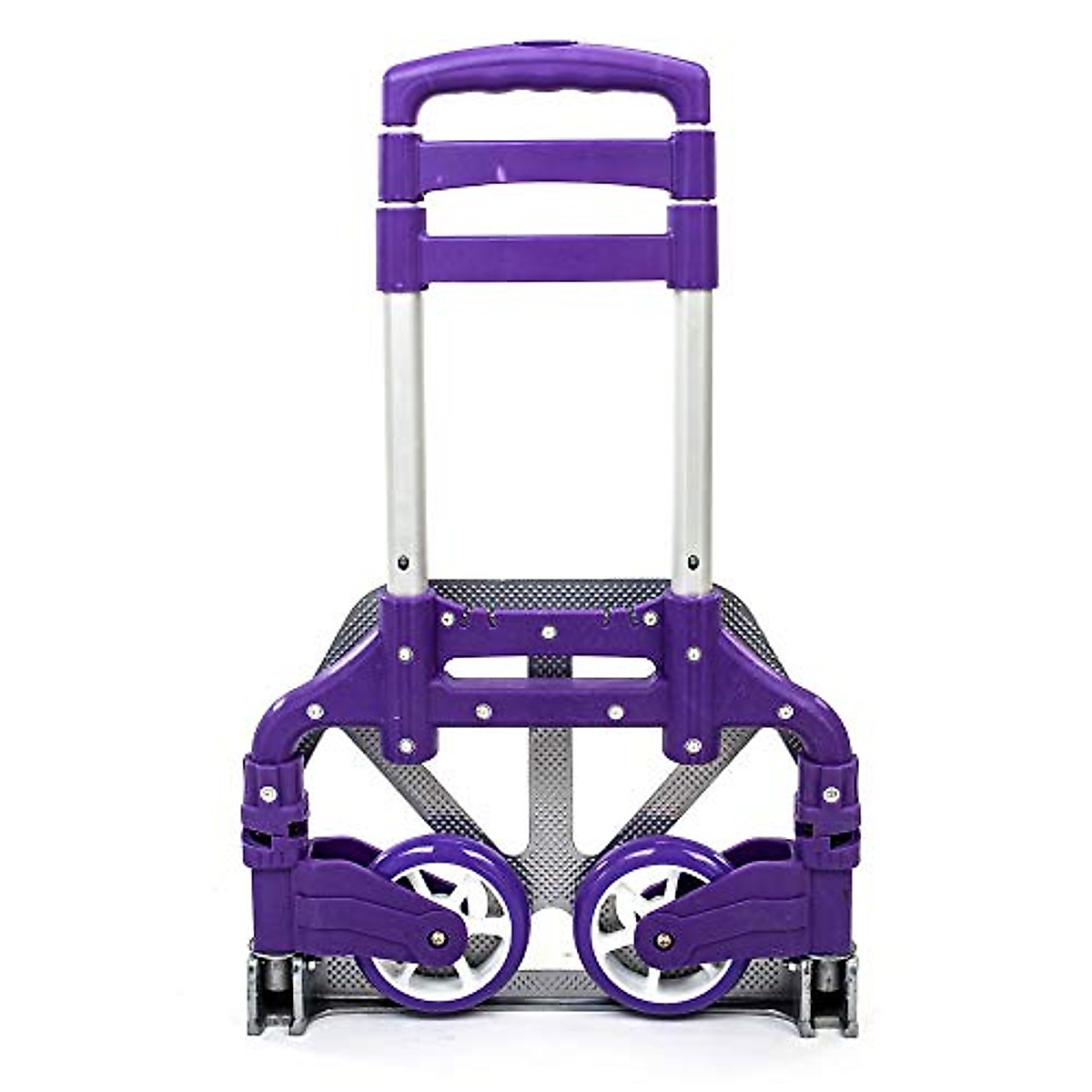 Aluminium Portable Folding Collapsible Push Truck,Hand Trolley Luggage Hand Cart and Dolly 165.35 lbs (75kg) for Home, Auto, Office,Travel Use (Purple)