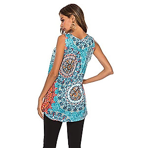 Famulily Women's Maternity Wear Tank Tops Comfy Floral Sleeveless Tshirts Blouse Large Blue