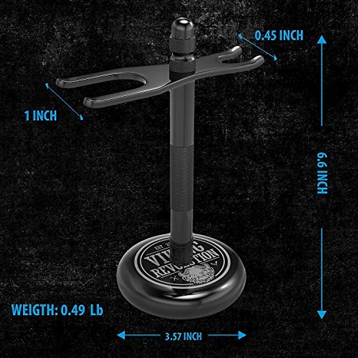 Viking Revolution Black Safety Razor Stand - Razor Holder and Shaving Brush Stand to Prolong the Life of Your Razor - Weighted Bottom for Extra Stability