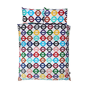 Homespace Direct London Undgerground Tube Duvet Cover & Pillowcase Bedding Set Double