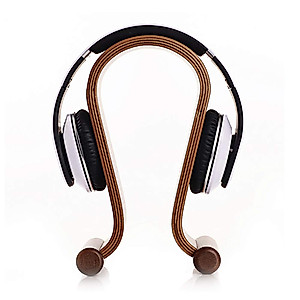 mewmewcat Headphone Stand, Wooden Walnut Wood Headphone Gaming Headset Display Stand Holder Hanger Black Walnut