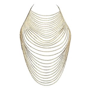 CHRAN Full Body Chain Jewelry for Women Sexy Costume Multilay Silver Metal Chain Harness