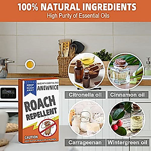 ANEWNICE Roach Repellent, Cockroach Repellent, Roach Repeller for Indoor and Outdoor Use,Ultra-Pure Peppermint Oil- for Cockroach, Ants,Mice and More,Roach Control, Safe Around Pet & Plant - 8 Count