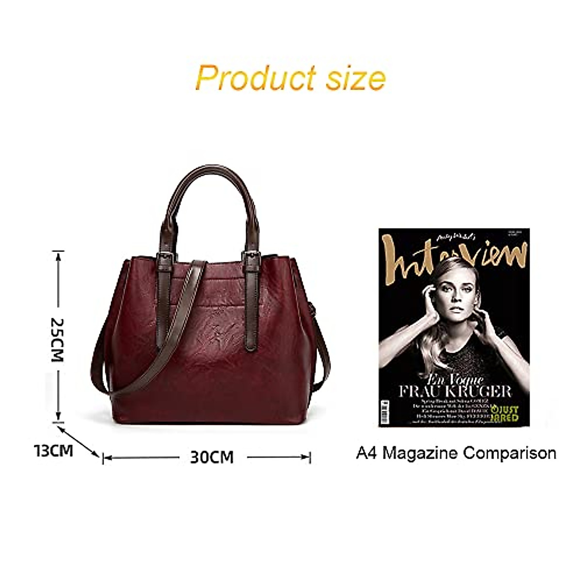 KKP Versatile handbag High texture women's large capacity single shoulder messenger bag-Claret