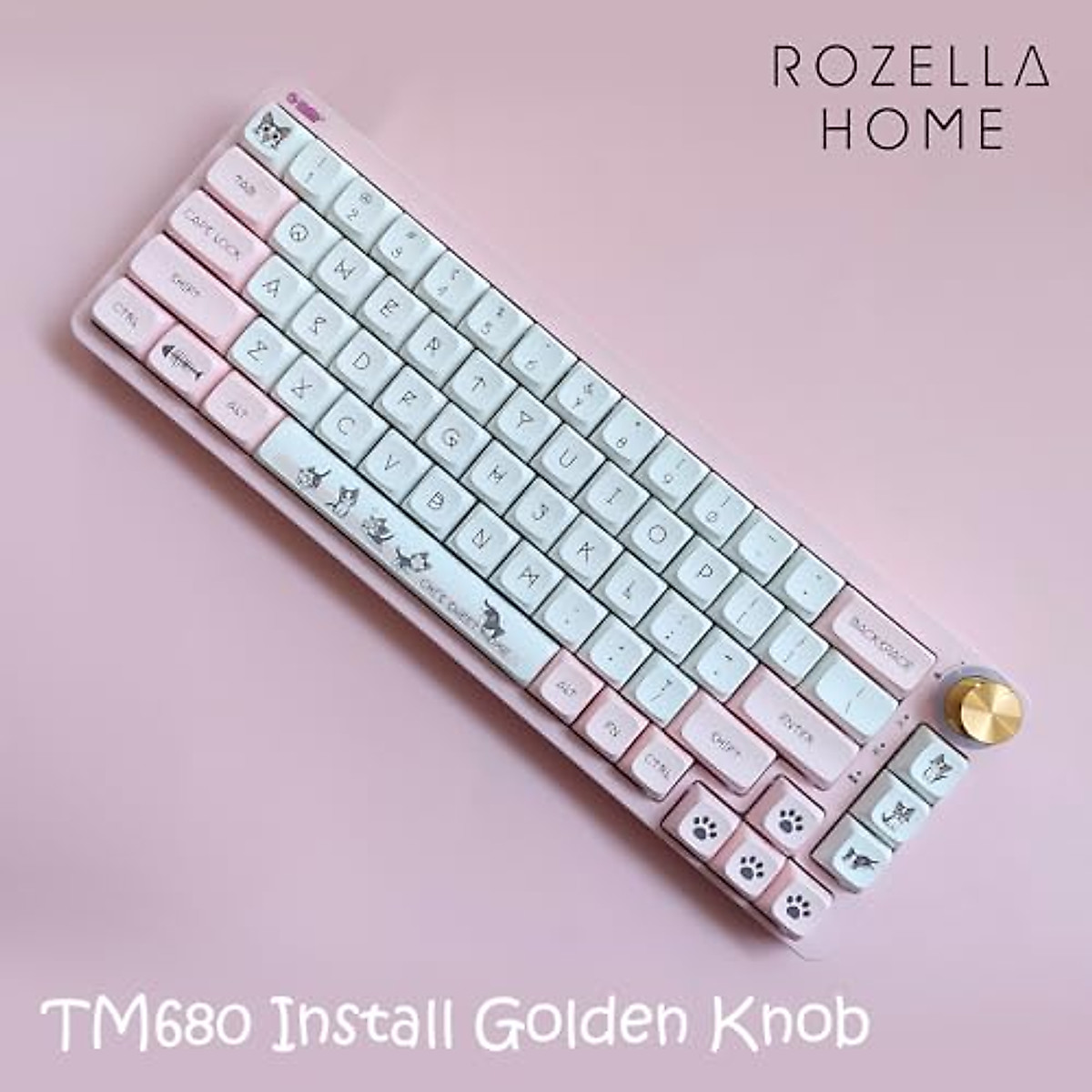 ROZELLA HOME Suitable for TM680/KT68/GK68 Upgrade Knob 2 PCs Pack, Aluminum Alloy, Upscale Electroplating, Mechanical Keyboard Upgrade Accessories(Champagne Gold)
