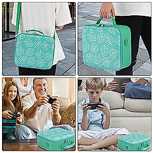 Large Carrying Storage Case for Nintendo Switch, New Leaf Crossing Hard Shell Travel Cases Fits Complete Switch System Console, Switch Dock,Pro Controller,Joy-Con Grip with 21 Games Cards Slots