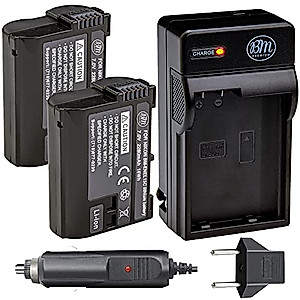 BM Premium 2 Pack of EN-EL15C High Capacity Batteries and Charger for Nikon Z5, Z6, Z6 II, Z7, Z7II D780, D850, D7500, D500, D600, D610, D750, D800, D800E, D810, D810A, D7000, D7100, D7200 Cameras