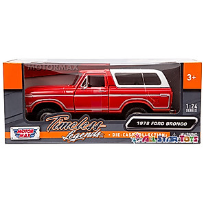 1978 Ford Bronco 1:24 Diecast Model Car SUV SUT Truck Motormax 79373 (Red)