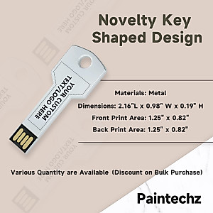 Paintechz Custom Key USB Flash Drives 100 Pack, Personalized Logo Bulk - as Corporate Gifts and Promotional Giveaways - 4GB