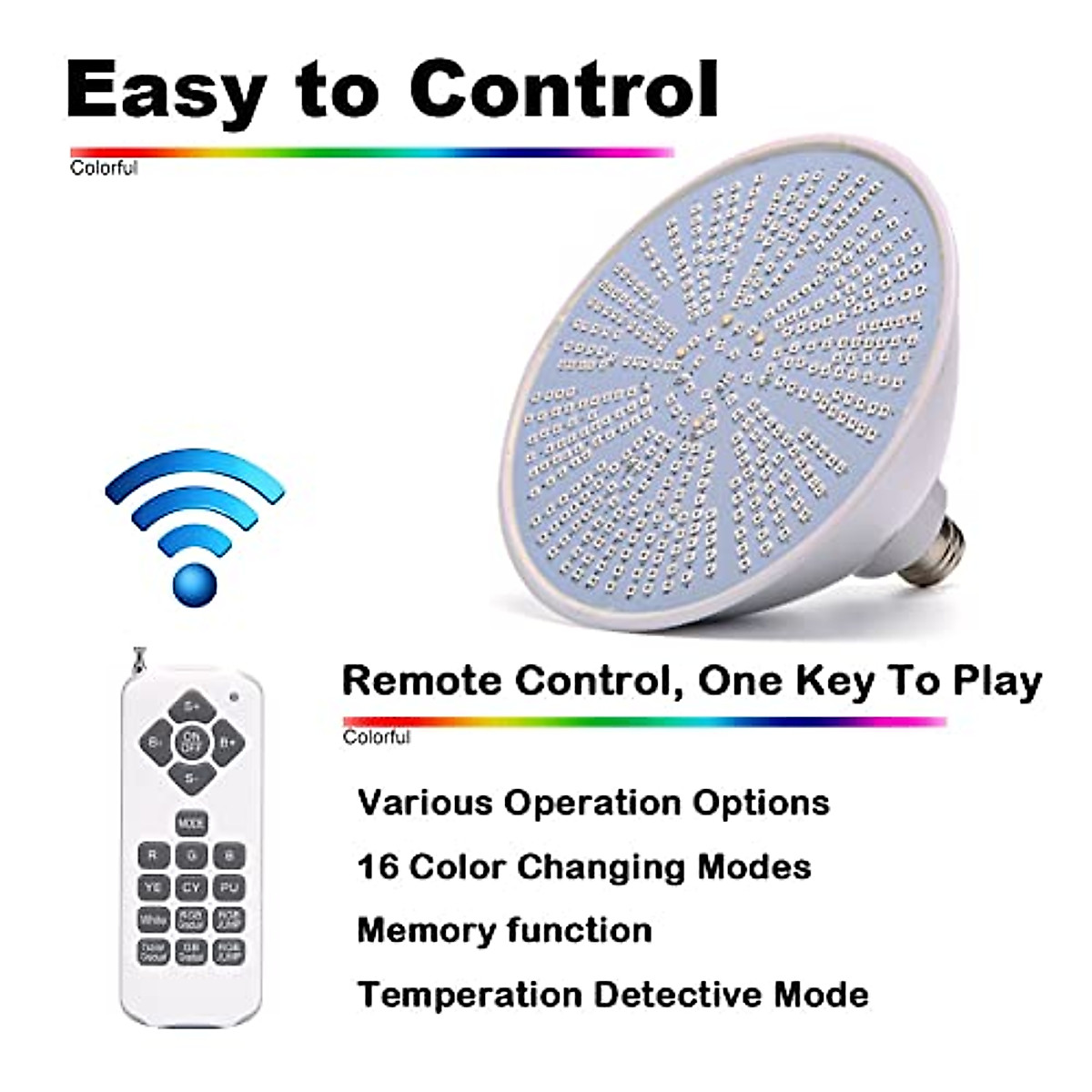 Pool Light Bulb, 120V 40W RGB Color Changing LED Pool Lights for Inground Pool with Remote Control, E26 Replacement Bulbs for 500W Pentair and Hayward Lighting Fixture 1 Pack