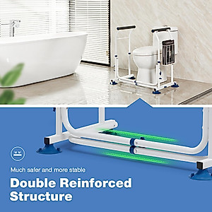 GreenChief Toilet Safety Frame 350lbs, Stand Alone Toilet Rails, Adjustable Handrails Fit Most Toilets, Medical Toilet Seat Frame for Elderly Handicap Disabled, 4 Large Suction Cups