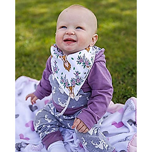 Diaper Squad 100% Organic Cotton Floral 10-Pack Baby Girl Drool Bandana Bibs Pink for Girls