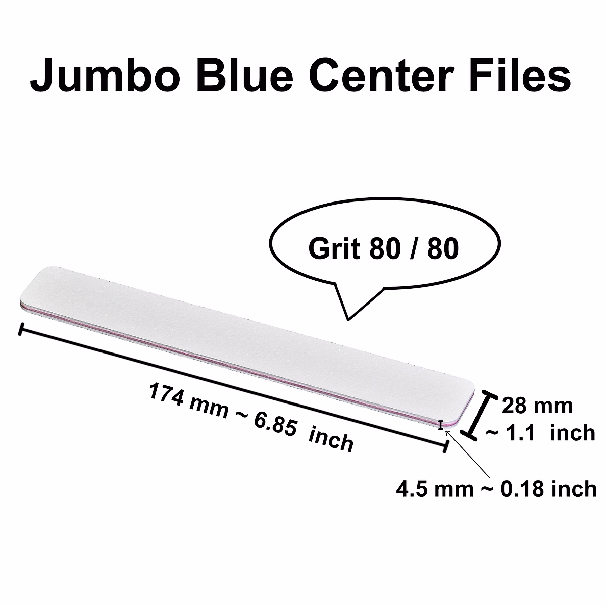 AMT 50 PCS Jumbo White Nail Files, White Nail File, Nail Files for Acrylic Nails, Emery Boards for Nails, 80/80 Grit Nail File (50 PCS Nail Files) (Grit 80/80 (Jumbo, Pink)