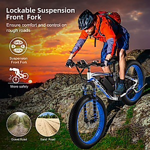 Electric Bike,26''Electric Bike for Adults with 48V 13Ah Removable Battery,750W Fat Tire Electric Bike,30 MPH Electric Mountain Bike,21 Speed E-Bike with Phone Charger Mount