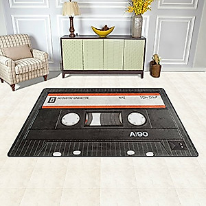 WOZO Old Cassette Tape Music Area Rug Rugs Non-Slip Floor Mat Doormats Living Dining Room Bedroom Dorm 60 x 39 inches inches Home Decor