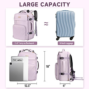 Travel Backpack for Women, Airline Approved Carry on Luggage Backpack with a Toiletry bag, Travel Essentials, College Backpack Fits 15.6 Inch Laptop with a Anti-theft Pocket, Gifts for Women, Purple