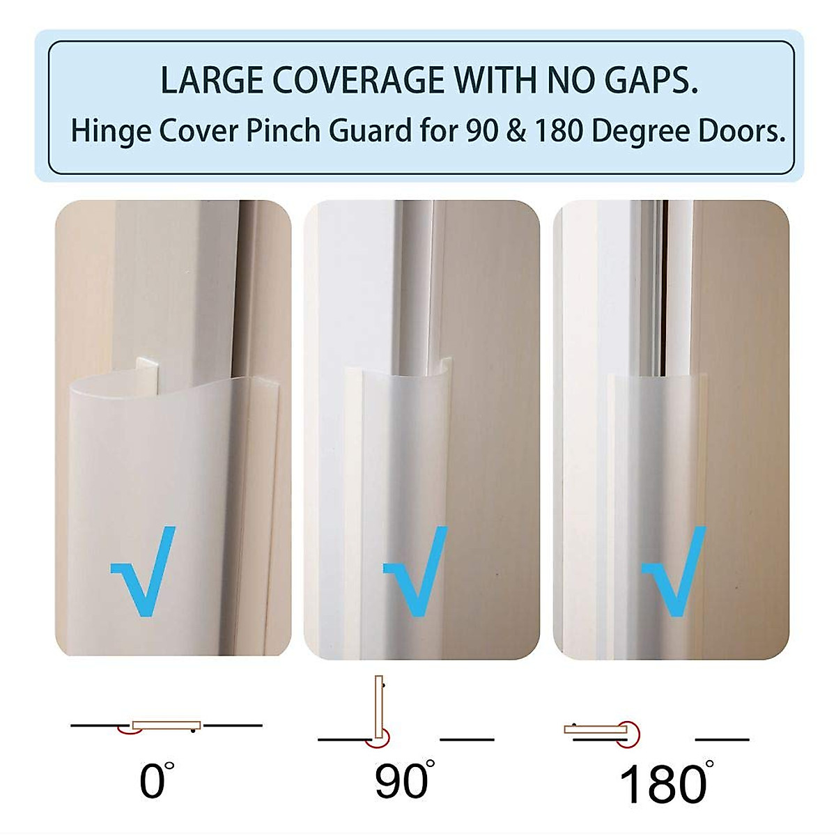 2 PCS AILUOQI Door Jam Shield Finger Pinch Guard for Baby Proofing, Kids, Hinge Cover Pinch Guard for 90 & 180 Degree Doors Frame & Baby Gate. 47.2" H, 6.7" W. 2 Pieces Set
