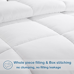 EASELAND All Season Full Size Soft Quilted Down Alternative Comforter Reversible Duvet Insert with Corner Tabs Winter Summer Warm Fluffy,White,82x86 inches
