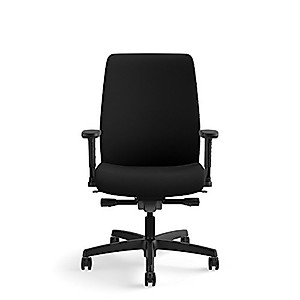 HON Endorse Mid-Back Task Chair- Upholstered Computer Chair for Office Desk, Black (HLWU)