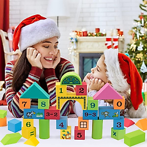 UNIH Foam Building Blocks for Toddler Toy 1-3, Soft Blocks with Number & Cartoon, Colorful Stackable Blocks Toddler Toys for 1 2 3 Year Old Boys Girls Gift