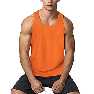 Zengjo Mens Running Tank Top(Orange,M)
