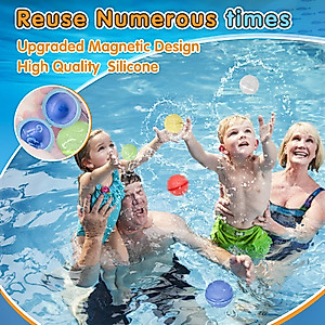 Koknwoa Reusable Water Balloons,Water Balloons Quick Fill & Magnetic Self Sealing，Refillable Water Balls Beach Pool Bath Toys for Kids, 6PC