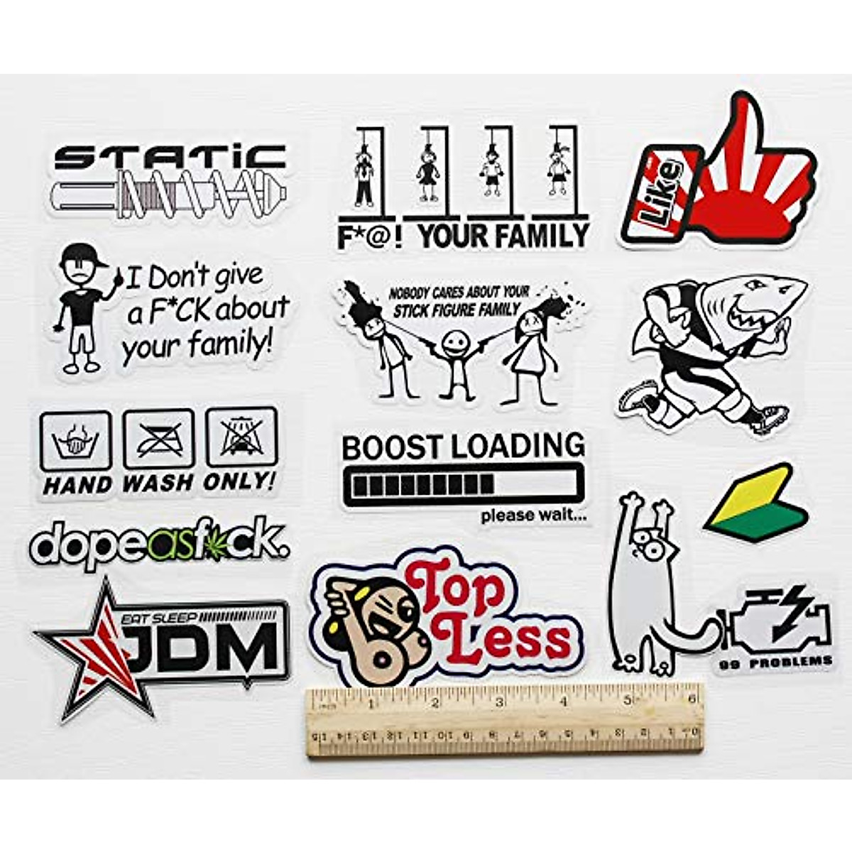 Racing Decals Funny Car Decal Stickers Reflective Hard Hat Stickers Adult Decals JDM Domo Fmaily Windows Decals