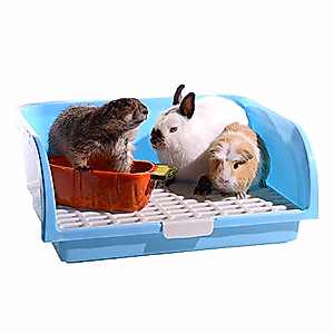 Oncpcare Super Large Rabbit Litter Box, Small Animal Restroom Square Rabbit Litter Toilet Chinchilla Potty Trainer Guinea Pig Litter Tray for Mink Squirrel Weasel