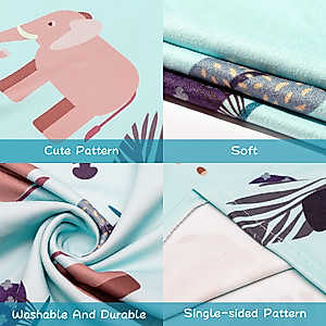 2pack Newborn Swaddle Blanket with Beanie Hat Set, Baby Stretchy Cotton Swaddle Sack 0-3 Months Infant Soft Sleep Sack Wrap Neutral Receiving Blanket for Baby Boy Girl (Bear & Elephant)