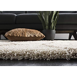 SAFAVIEH Hudson Shag Collection Area Rug - 10' x 14', Ivory & Beige, Moroccan Ogee Trellis Design, Non-Shedding & Easy Care, 2-inch Thick Ideal for High Traffic Areas in Living Room, Bedroom (SGH280D)