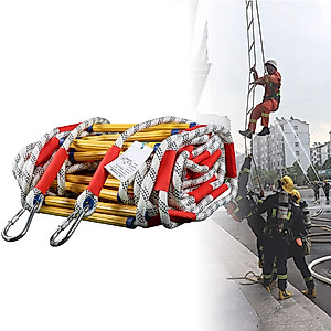 FGQCBBYC Foldable Escape Ladder with Extra Wide Treads, Emergency Fire Escape Ladder Compact Lightweight Ladder for 2-6 Story Indoor or Outdoor,16FT/5M