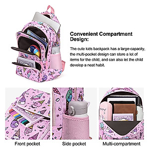CLUCI Kids Backpack for Girls Bookbags Preschool Backpack Toddler Daycare School Bag Elementary Kindergarten Lightweight Waterproof Pink Unicorn
