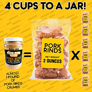 Pork King Good Low Carb Keto Diet Pork Rind Breadcrumbs! Perfect For Ketogenic, Paleo, Gluten-Free, Sugar Free and Bariatric Diets (Original) (Original, 12 Oz Jar)