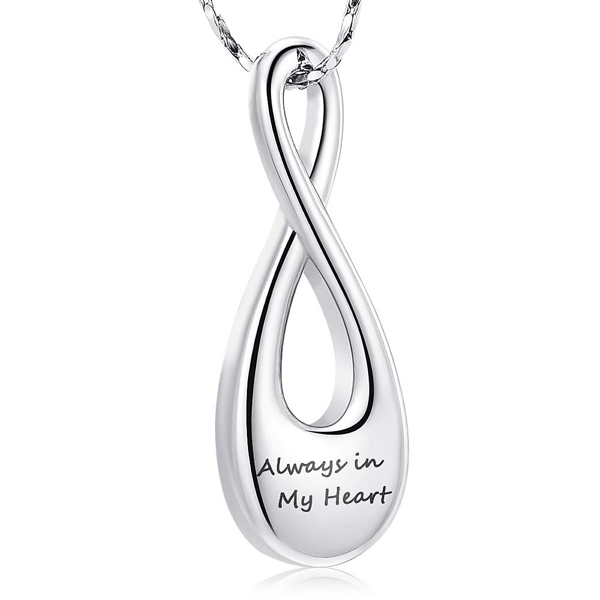 Imrsanl Cremation Ashes Jewelry Infinity Urn Pendants Ashes Holder Memorial Keepsake Urn Necklace Cremation Jewelry for Pet/Human (Always in My Heart)
