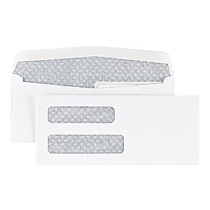 Staples 438614#8 5/8-Inch Check-Size Double Window Security-Tint Gummed Envelopes 500/Bx