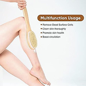 Shower Brush with Soft and Stiff Bristles, Long Handle Back Brush Dual-Sided, Wet & Dry Brush for Cellulite and Lymphatic