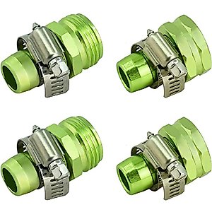 PLG 3/4" Garden Hose Repair Kit with Band Clamps - Hose End Mender, Connectors, and Adapters for Easy Leak Fixing, 2 Set